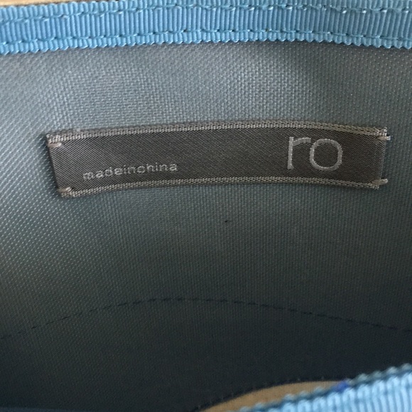 RO | Bags | Ro Off White Leather Bag With Blue Cut Outs New | Poshmark